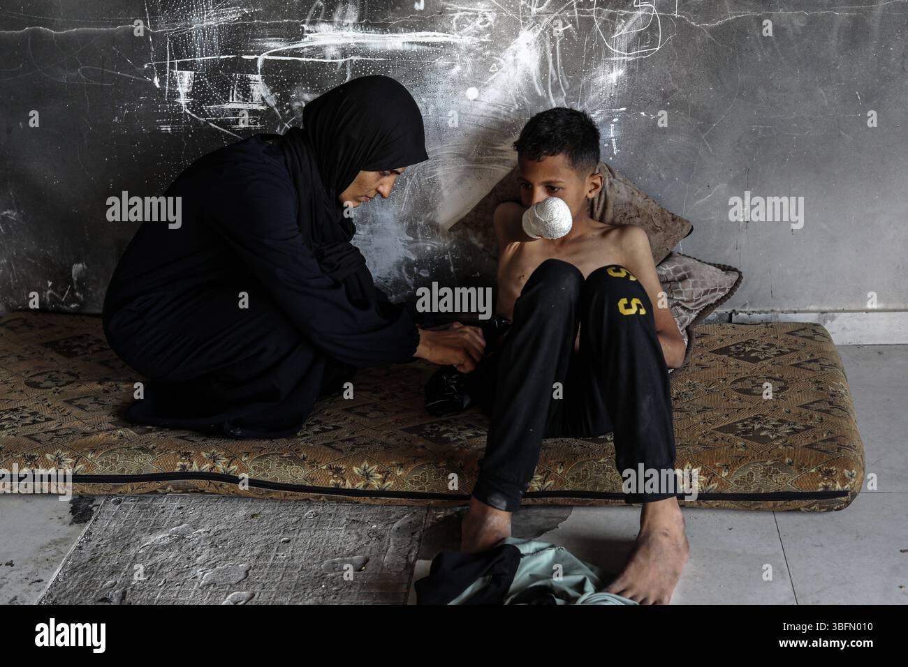 Ahmad Agha, a 14-year-old boy living in a shelter in Gaza City, who was ...