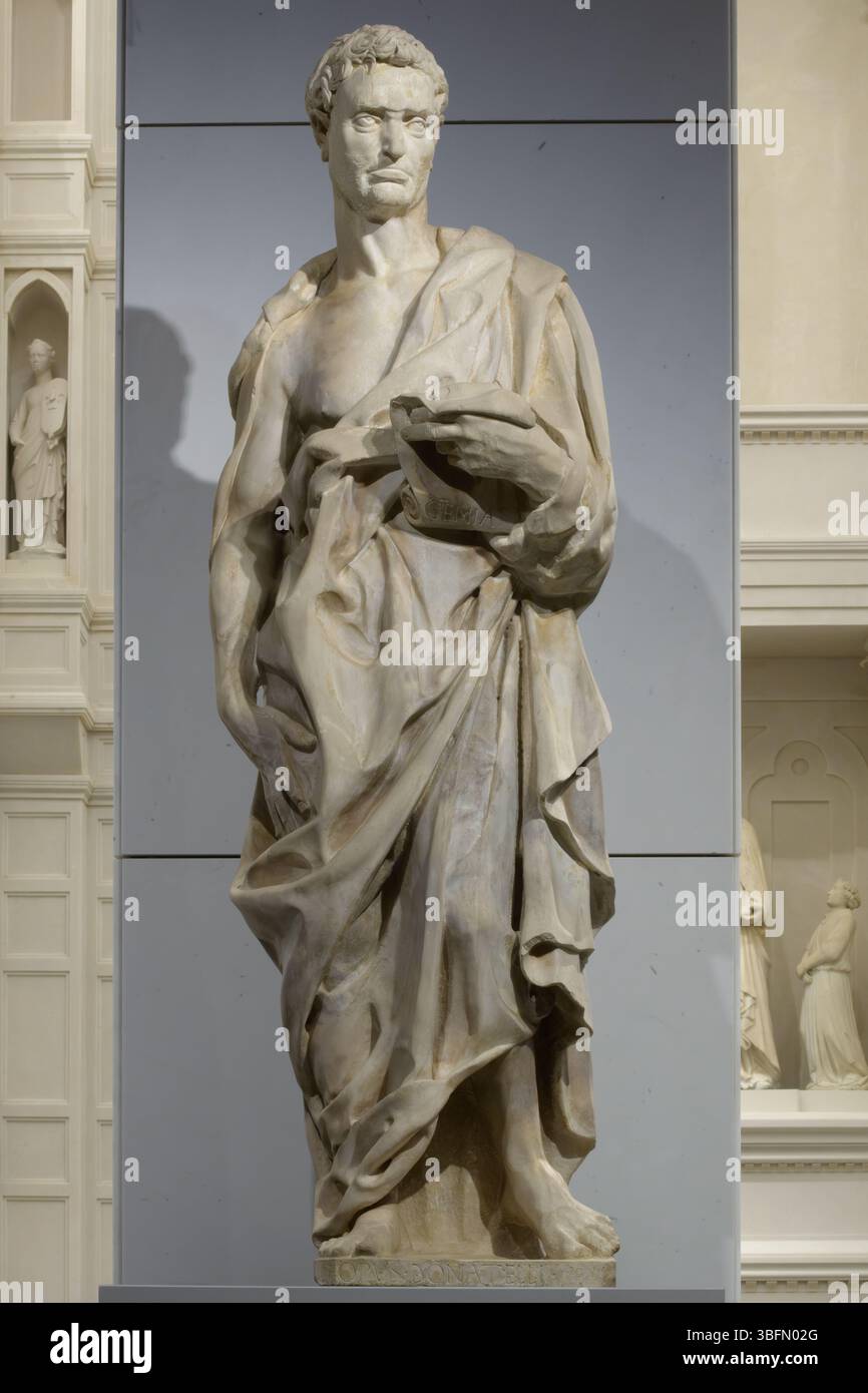 Marble statue of Prophet Jeremiah with intense gaze and draped robe by ...