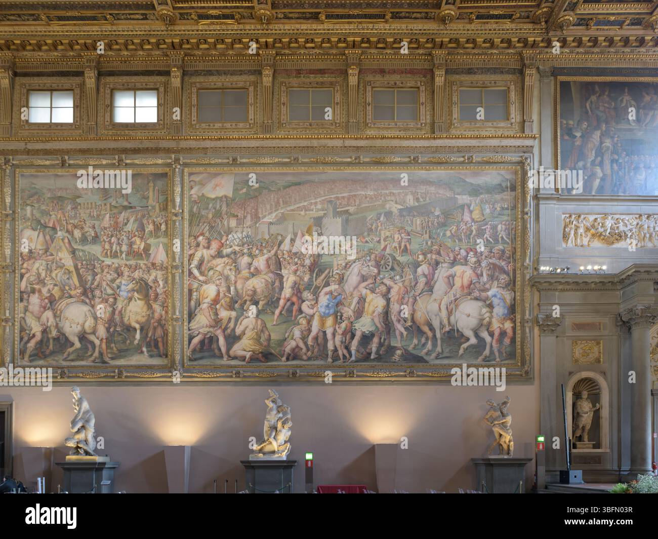 Fresco by Giorgio Vasari depicting the Battle of Marciano in Val di ...