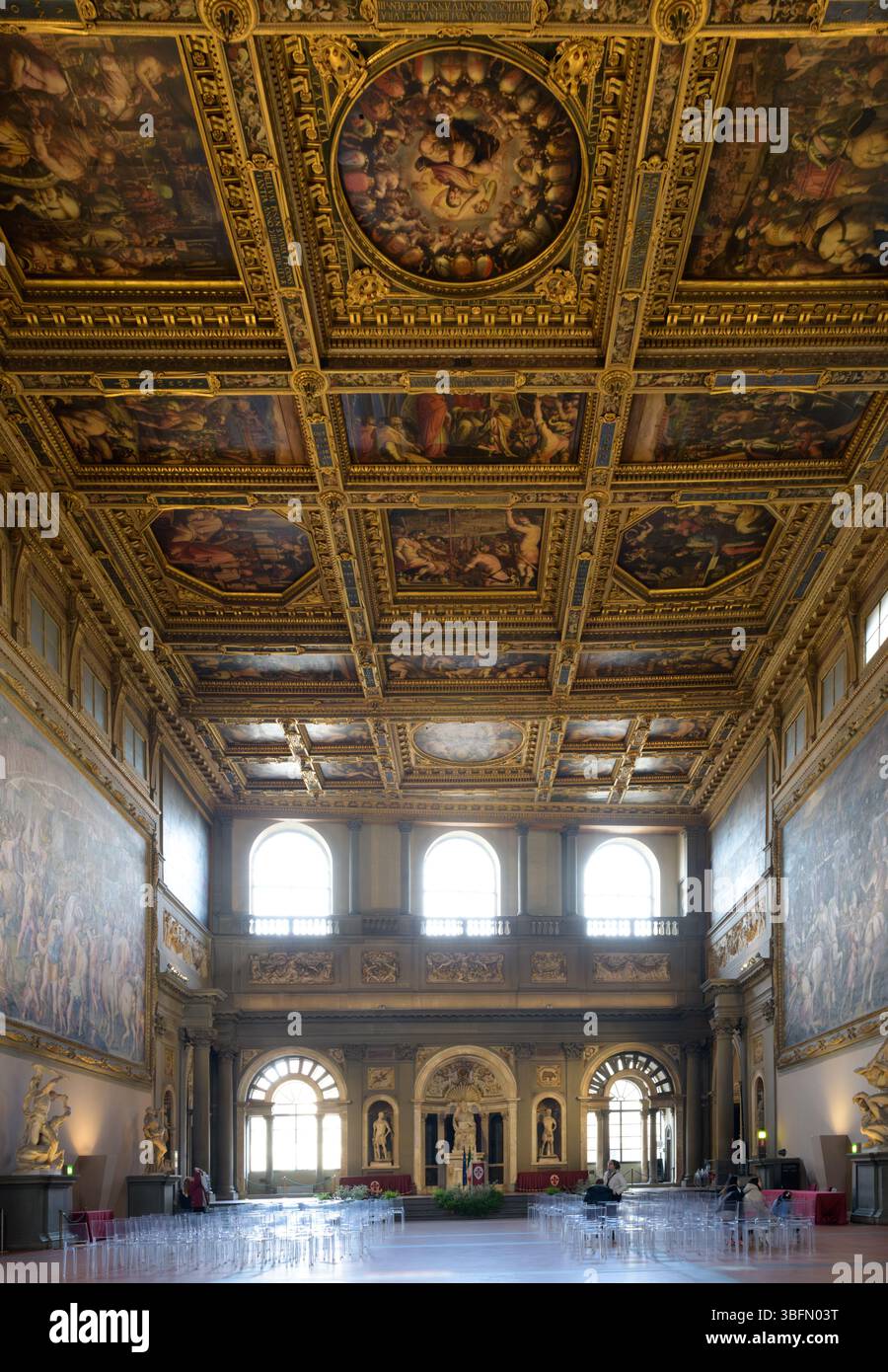 Interior of the Salone dei Cinquecento, a vast Renaissance hall in the ...