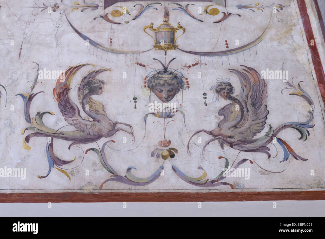 Grotesque style fresco with dancing figure from ospedale vecchio hi-res ...