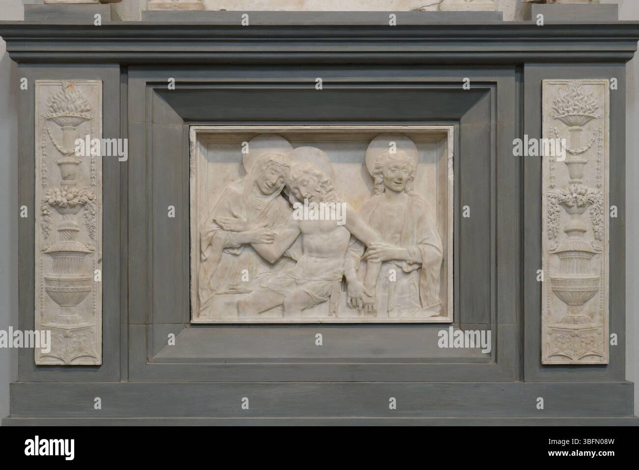 Marble tabernacle relief by Desiderio da Settignano showing Lamentation ...