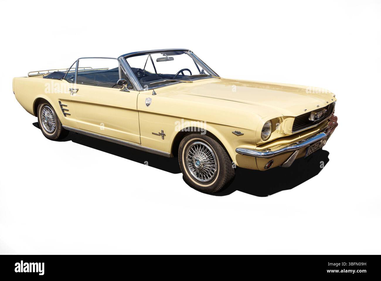 vintage light yellow classic convertible 1960s Ford mustang Stock Photo ...