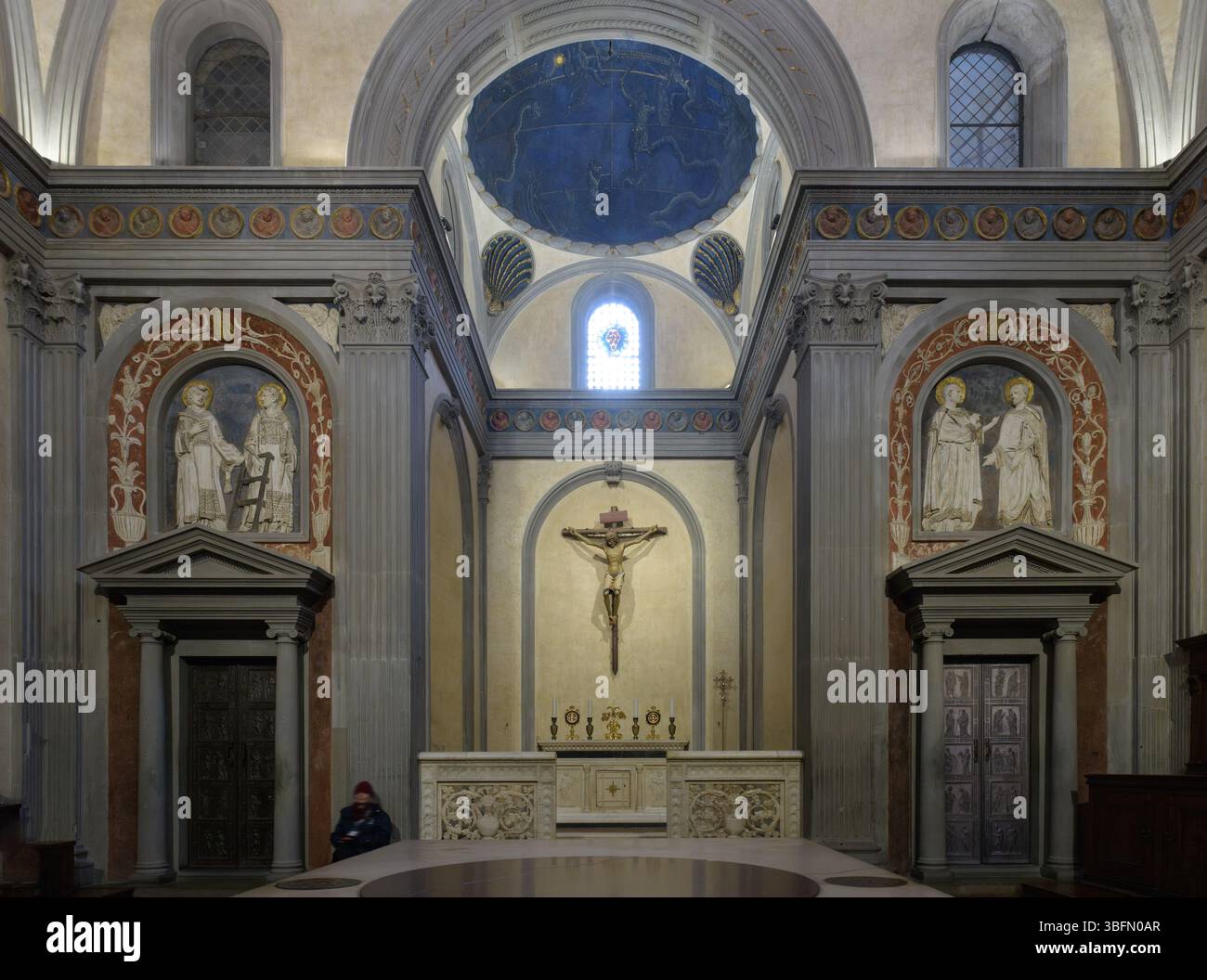Old Sacristy designed by Filippo Brunelleschi, dome fresco depicts sky ...