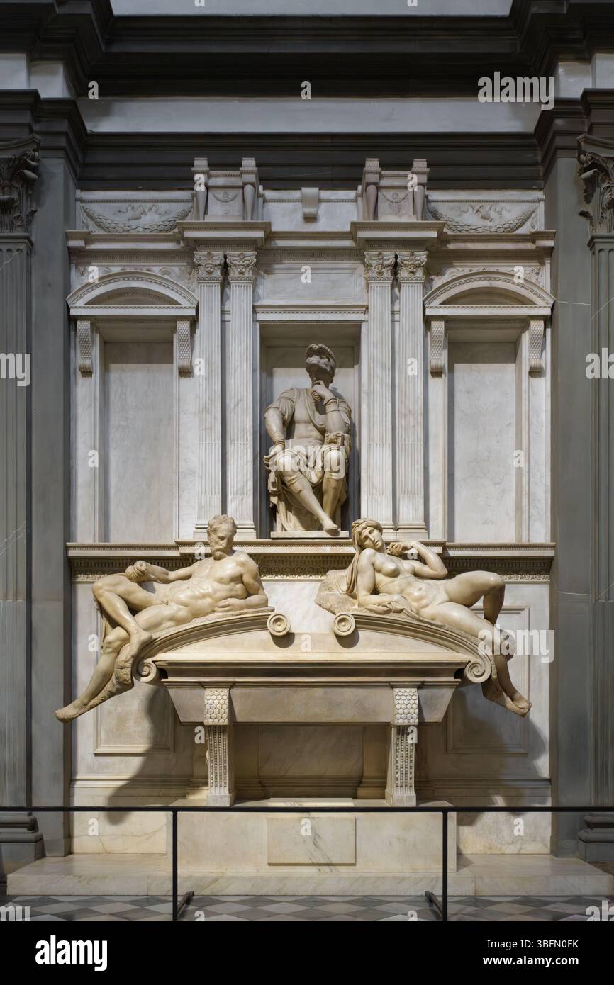 Tomb of Giuliano de' Medici with sculptures of Night and Day by ...