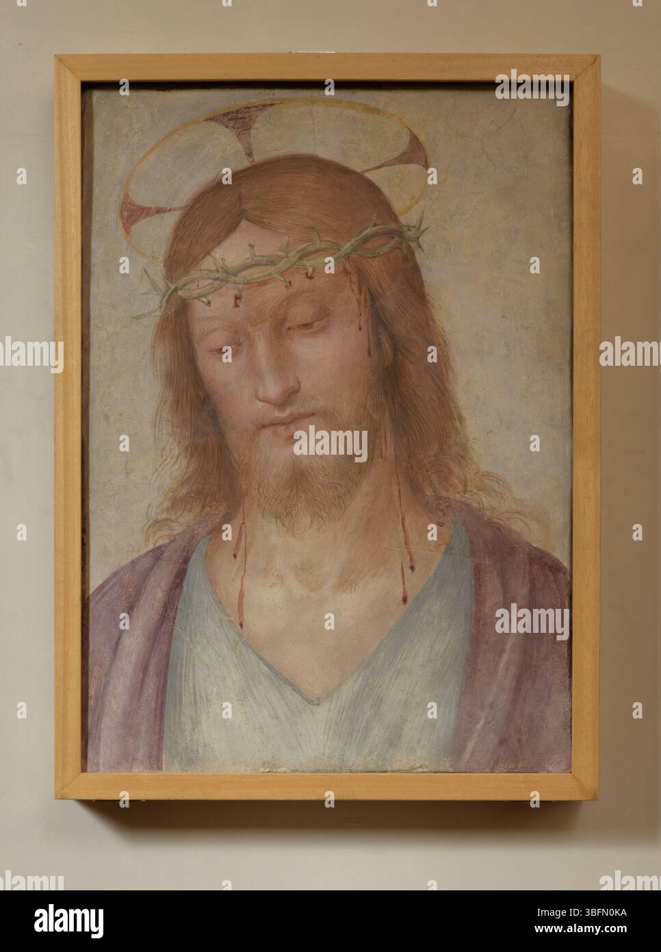 Fra Bartolomeo, Ecce Homo, fresco fragment showing Christ with crown of ...