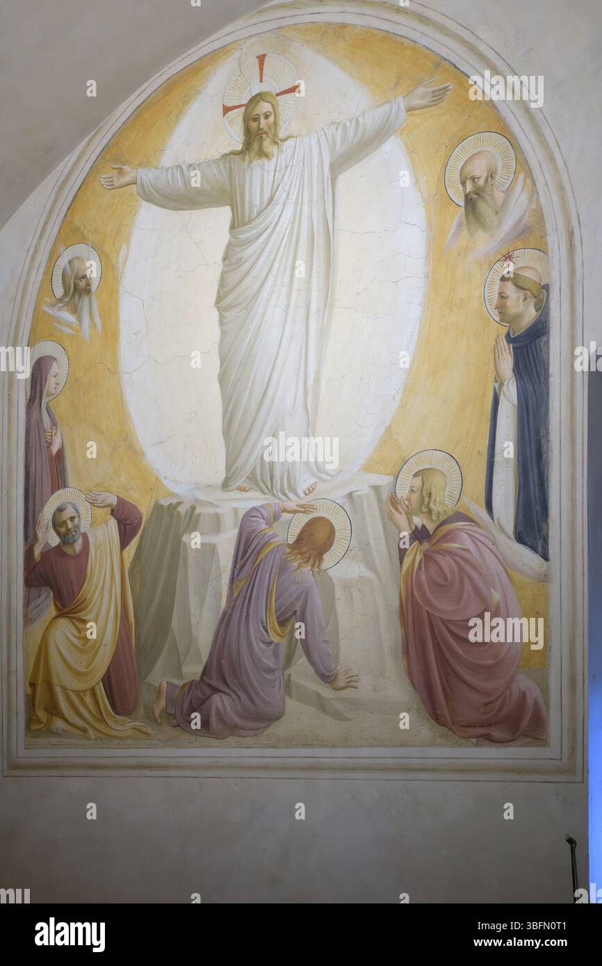 Fra Angelico fresco of the Transfiguration of Christ with apostles and ...