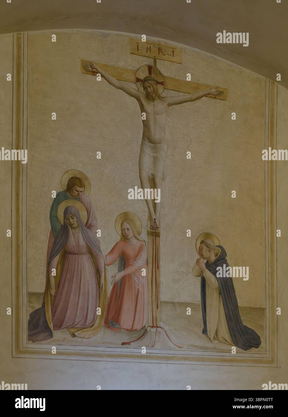 Fra Angelico fresco of the Crucifixion with the Virgin Mary, Saint John ...