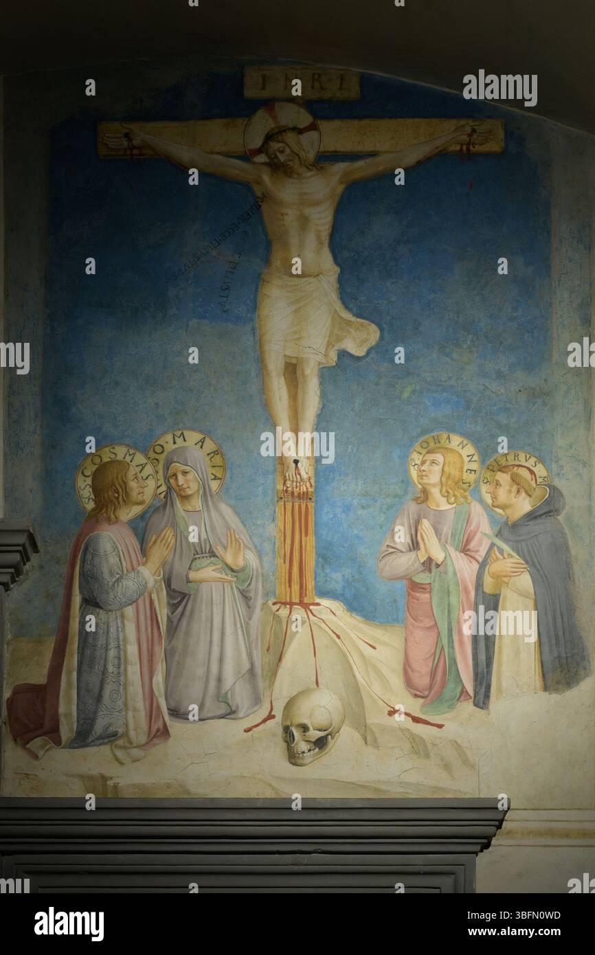 Attributed to Benozzo Gozzoli, fresco of the Crucifixion with the ...