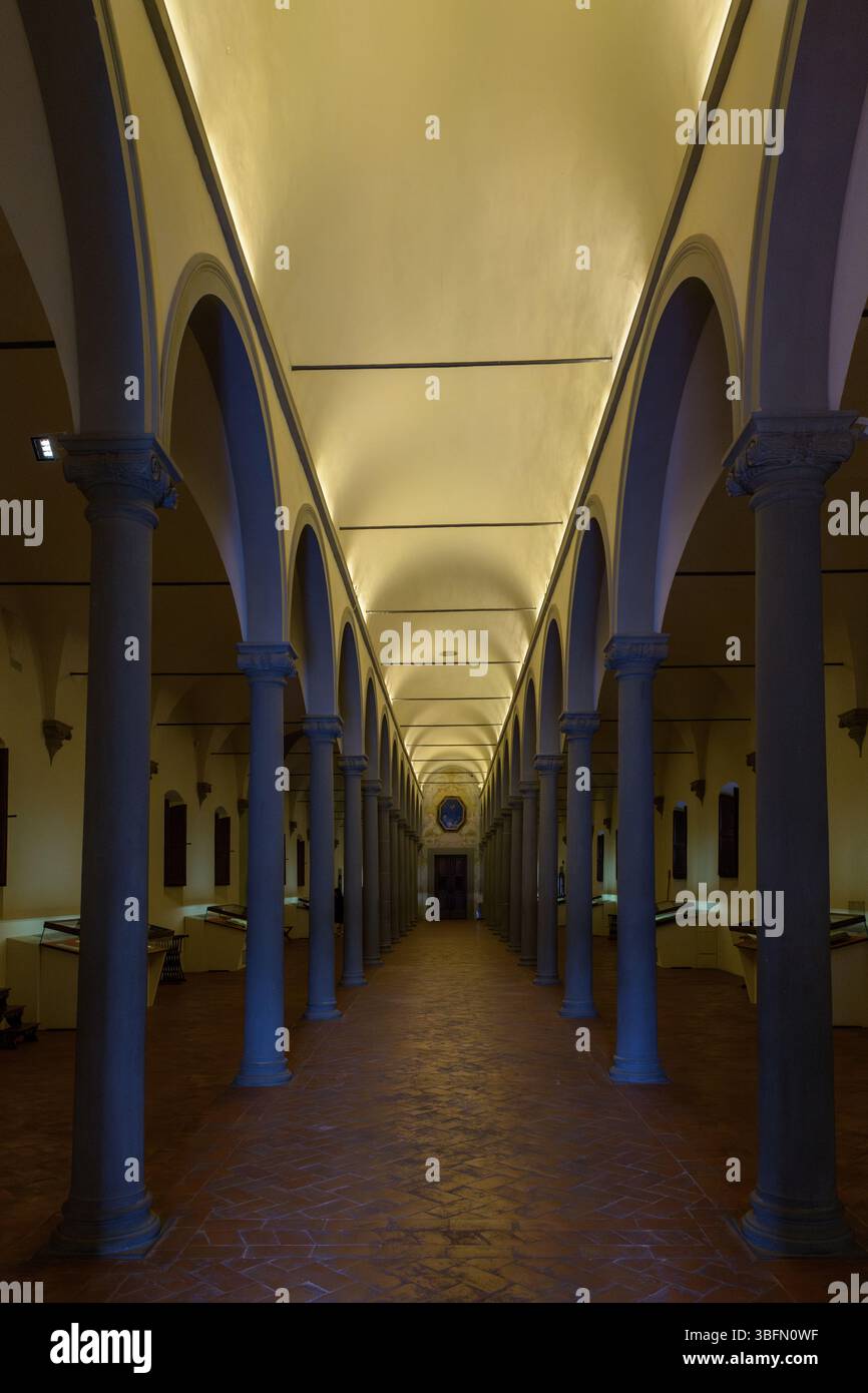 Renaissance interior of the Library of San Marco Monastery with vaulted ...