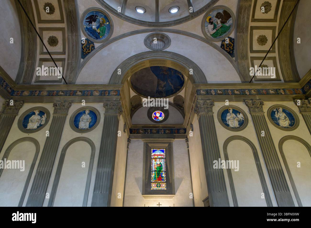 Interior of the Pazzi Chapel in Santa Croce, Florence, designed by ...