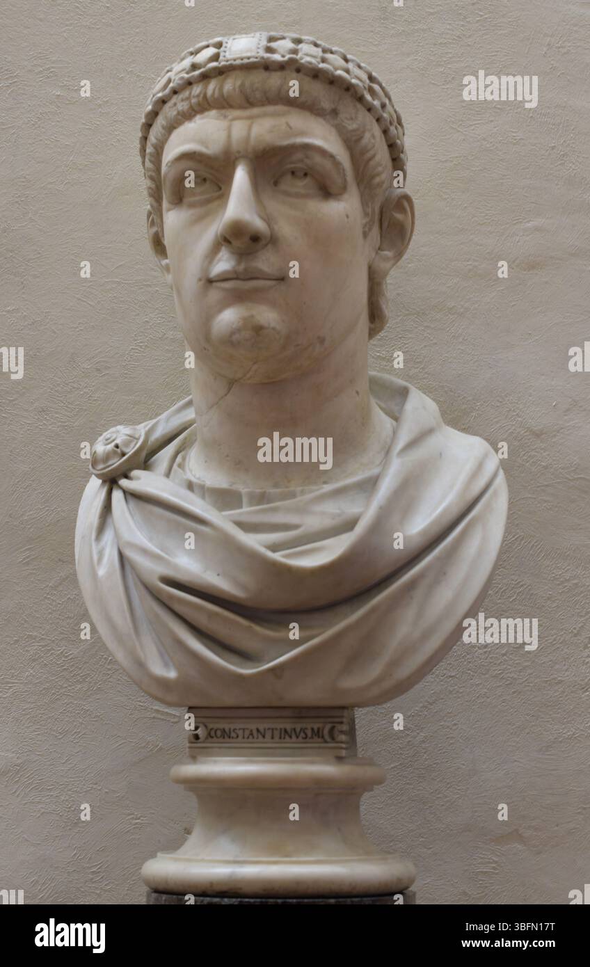 Marble bust of Emperor Constantine the Great, Roman imperial portrait ...