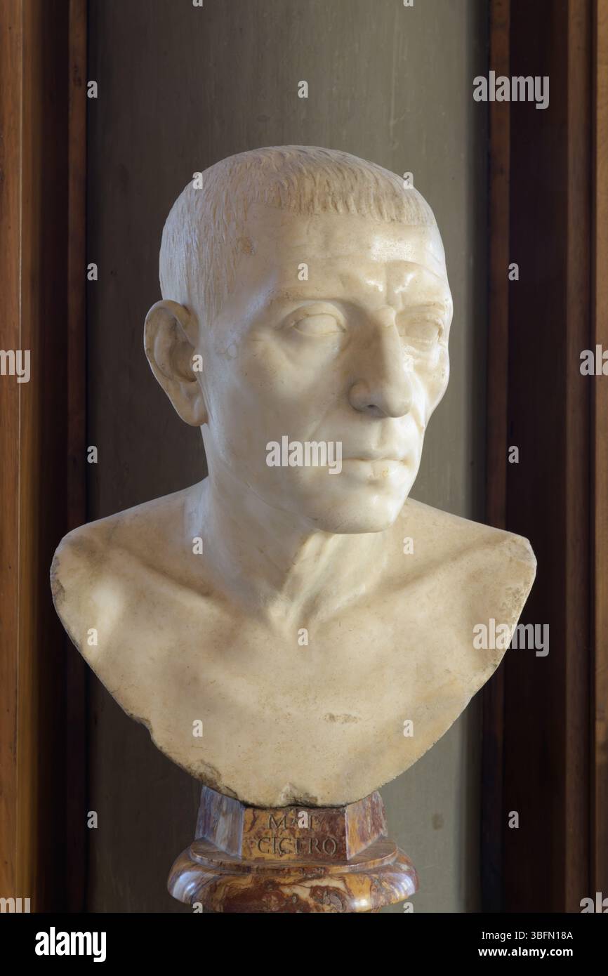 Bust of Cicero, Roman marble portrait sculpture dated circa 30 BC-20 AD ...