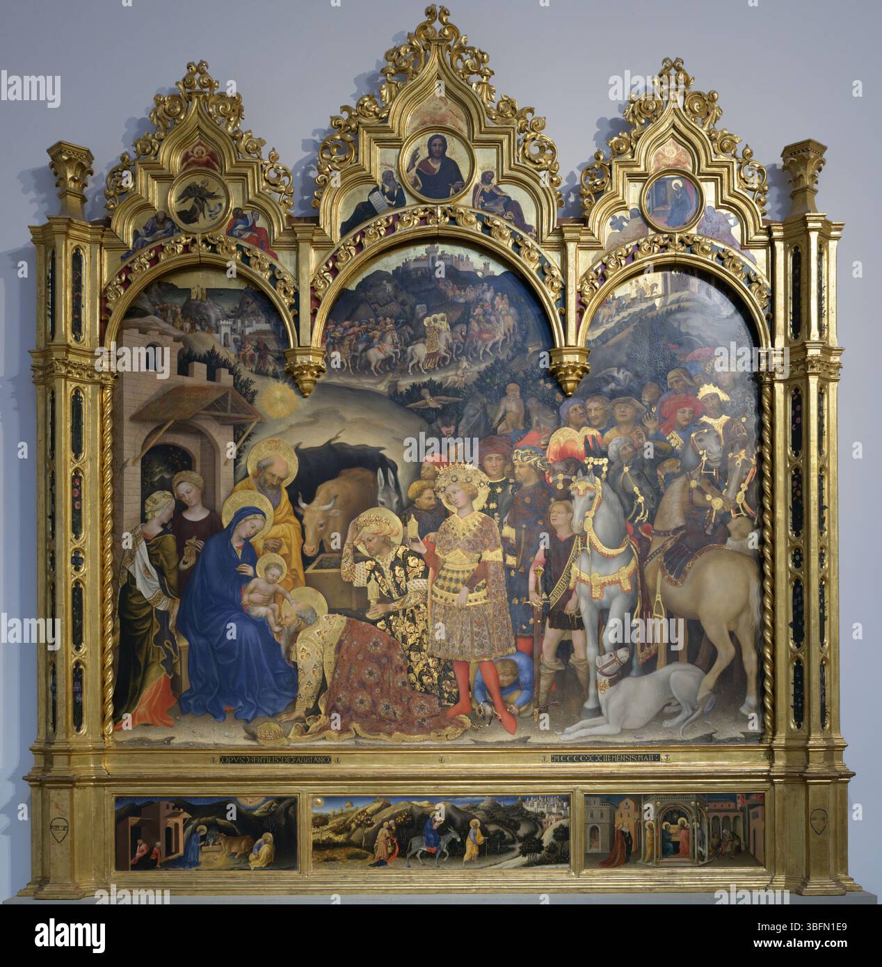 Adoration of the Magi by Gentile da Fabriano, 1423. Three Kings with ...
