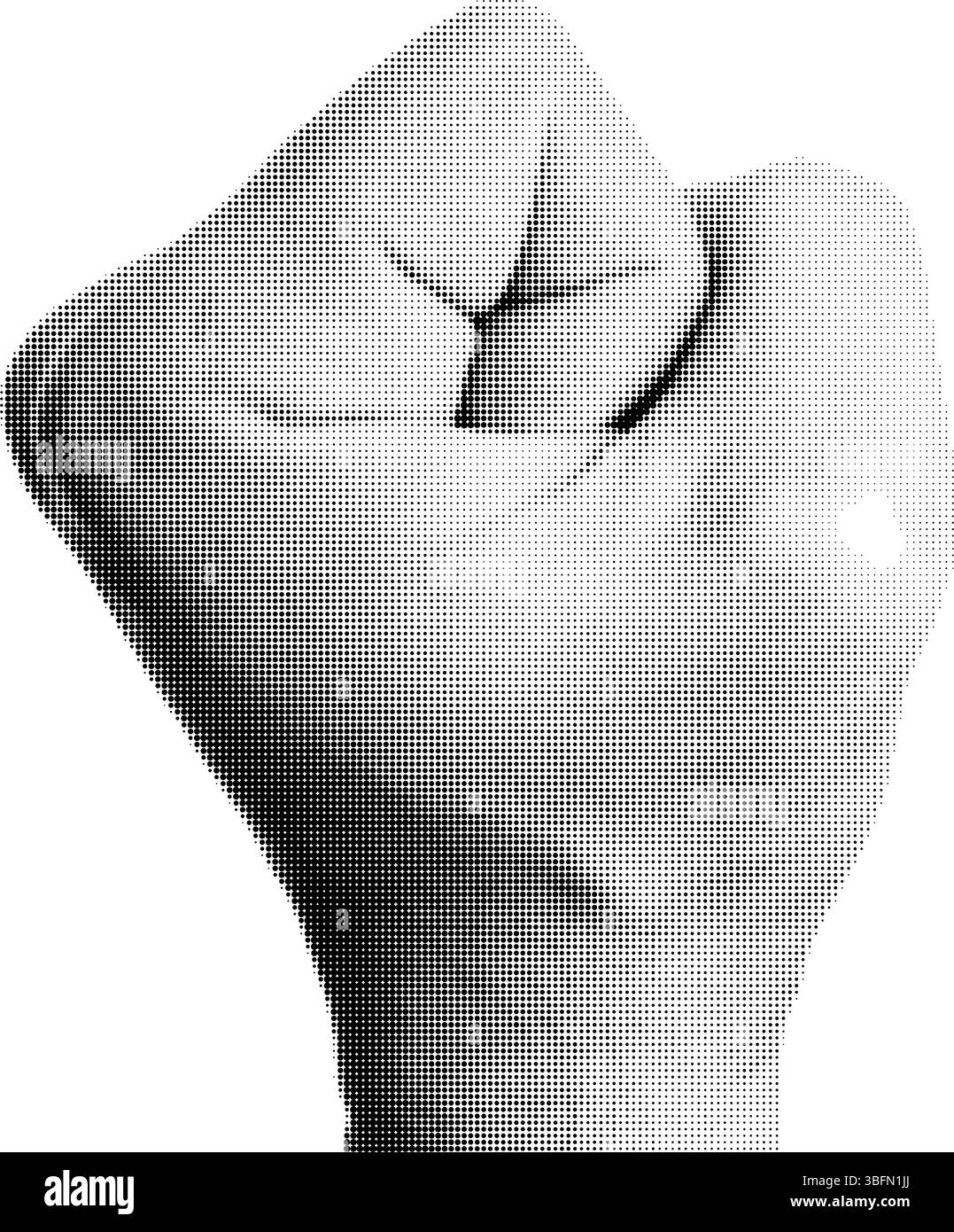 Dotted halftone clenched fist. Retro halftone effect. Vector ...