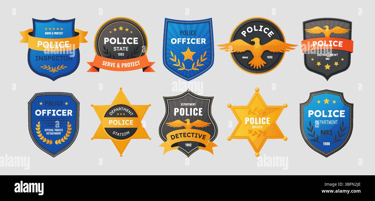 Shield badge. Law department patch. Sheriff star or crest emblem ...