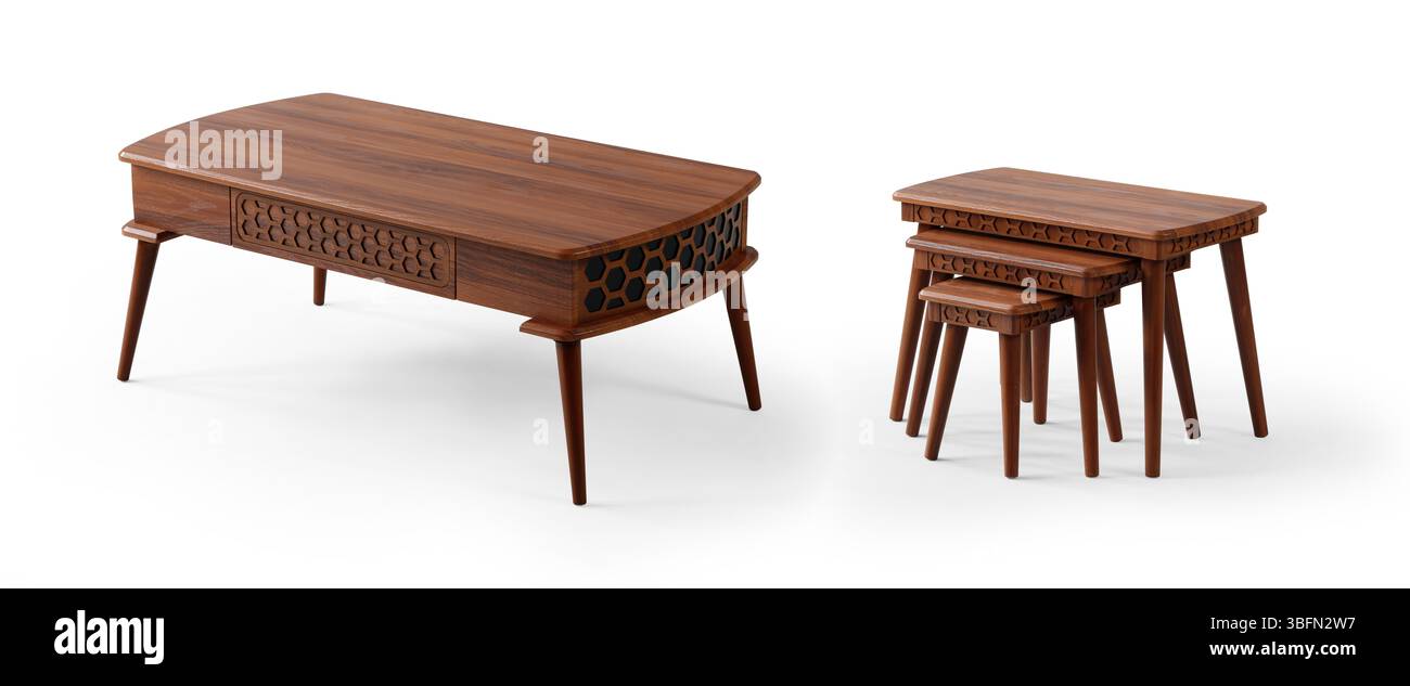 classic coffee table isolated on white background Stock Photo - Alamy