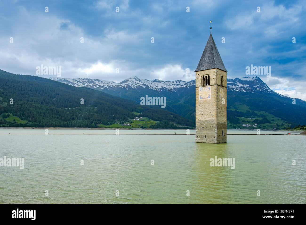Bell tower of the former parish church of St Catherine in the sunken ...