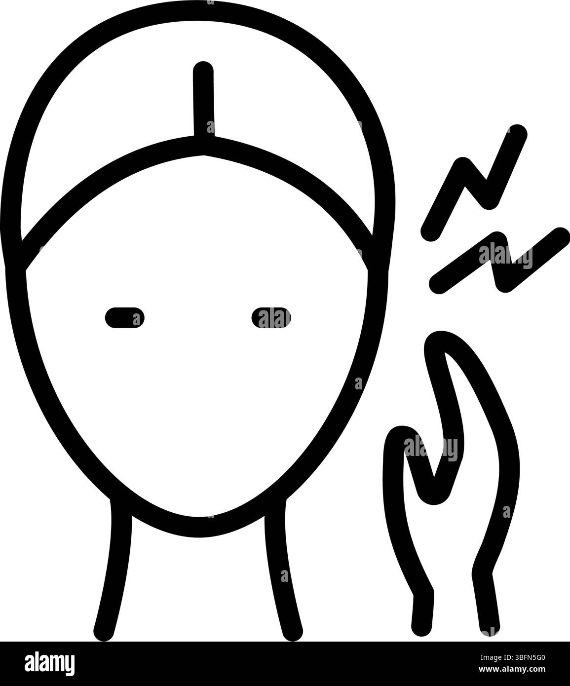 Acute ear pain outline icon. Otitis symptom line sign. Inflammation ...