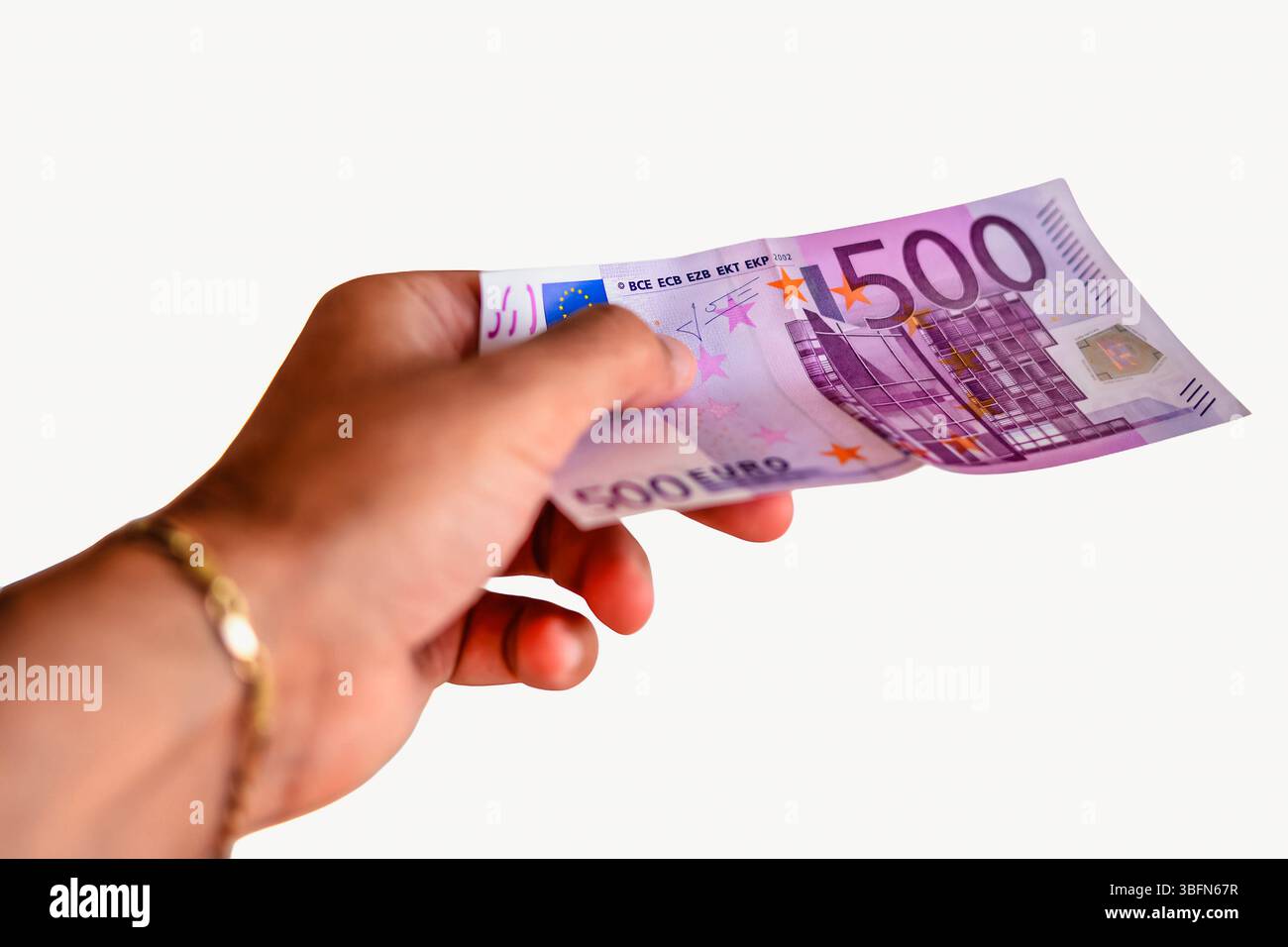 Hand Holding a 500 Euro Banknote – Representation of High-Value ...