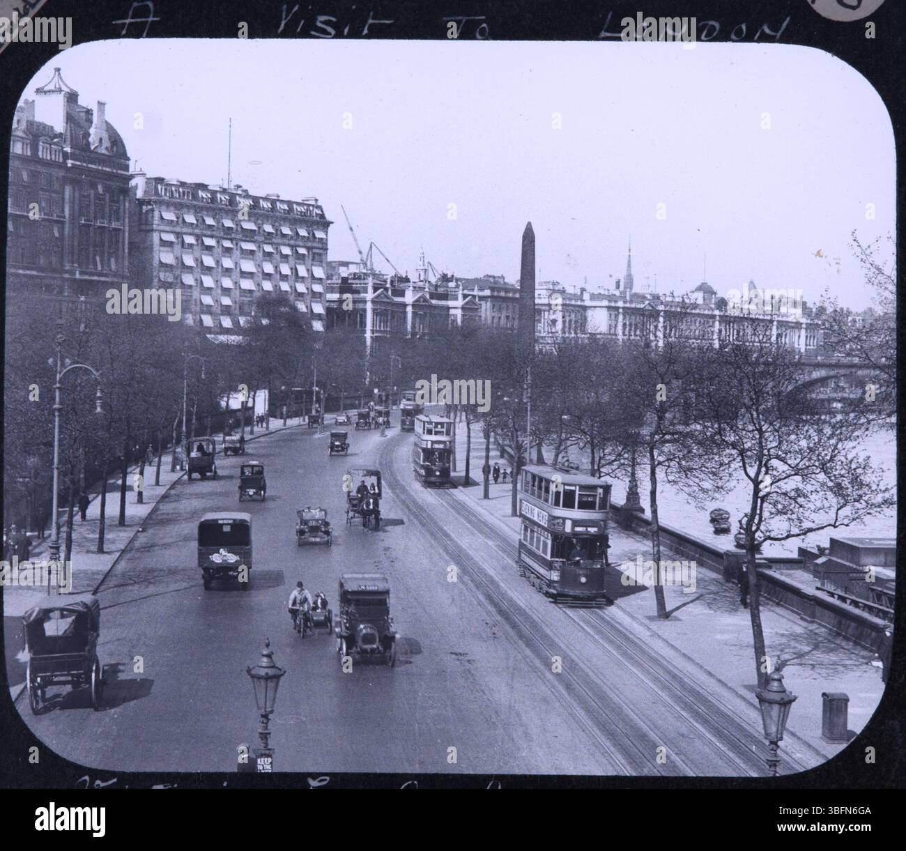 Vintage Photo View of Victoria Embankment seen from Charing Cross Bridge.in London. England ...