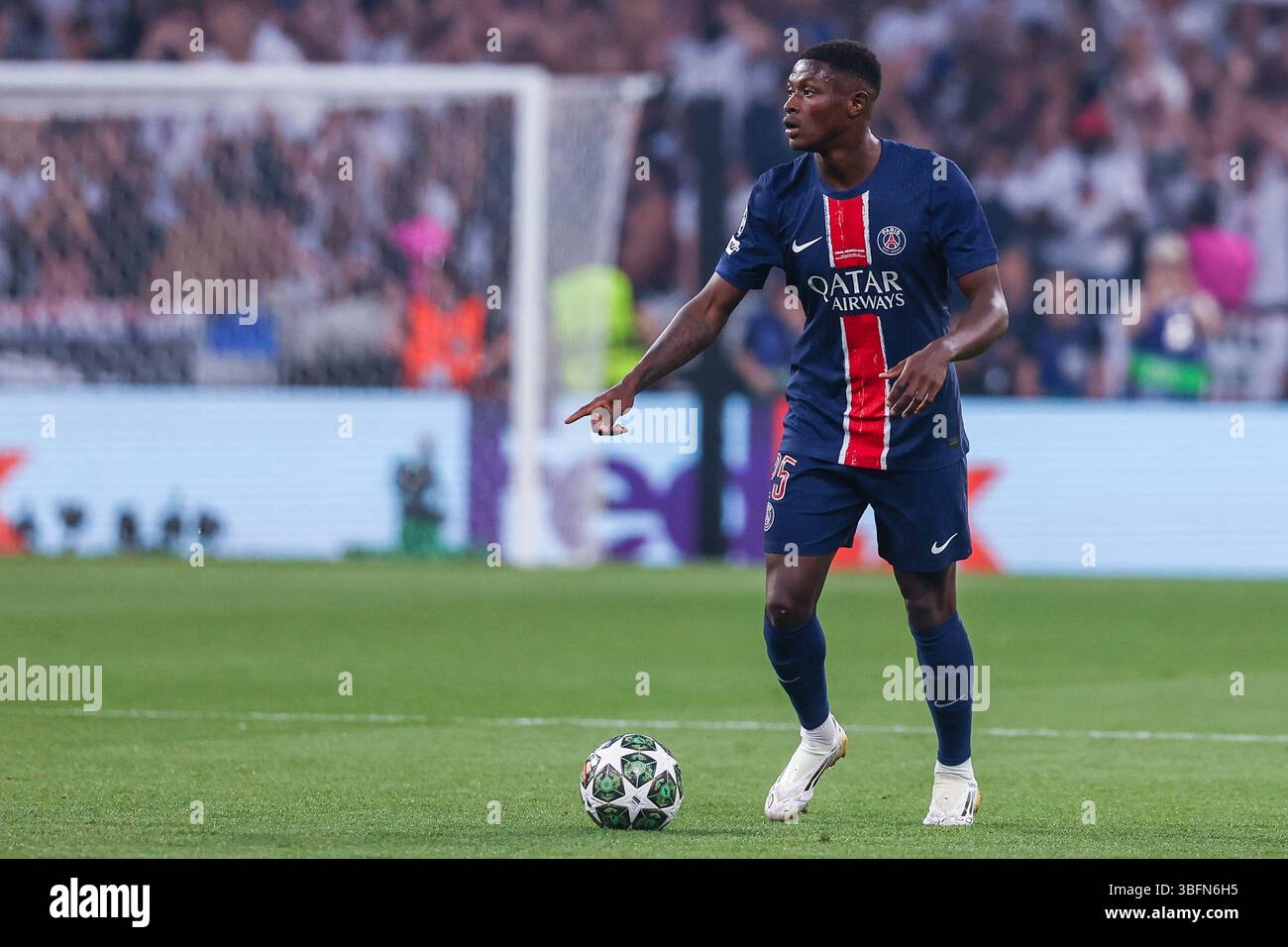 Nuno Mendes of Paris Saint-Germain FC seen in action during UEFA ...