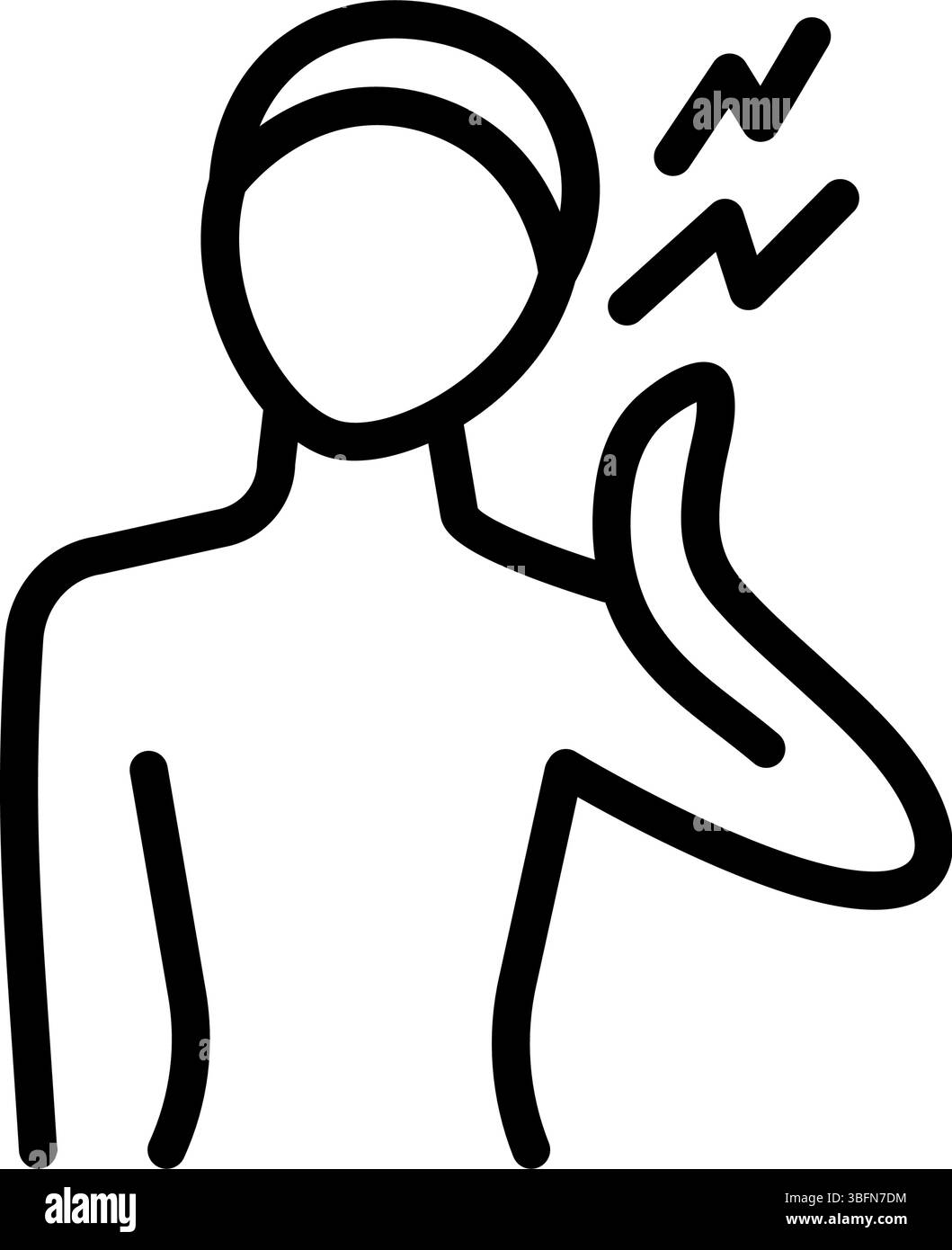 Acute ear pain outline icon. Otitis symptom line sign. Inflammation ...