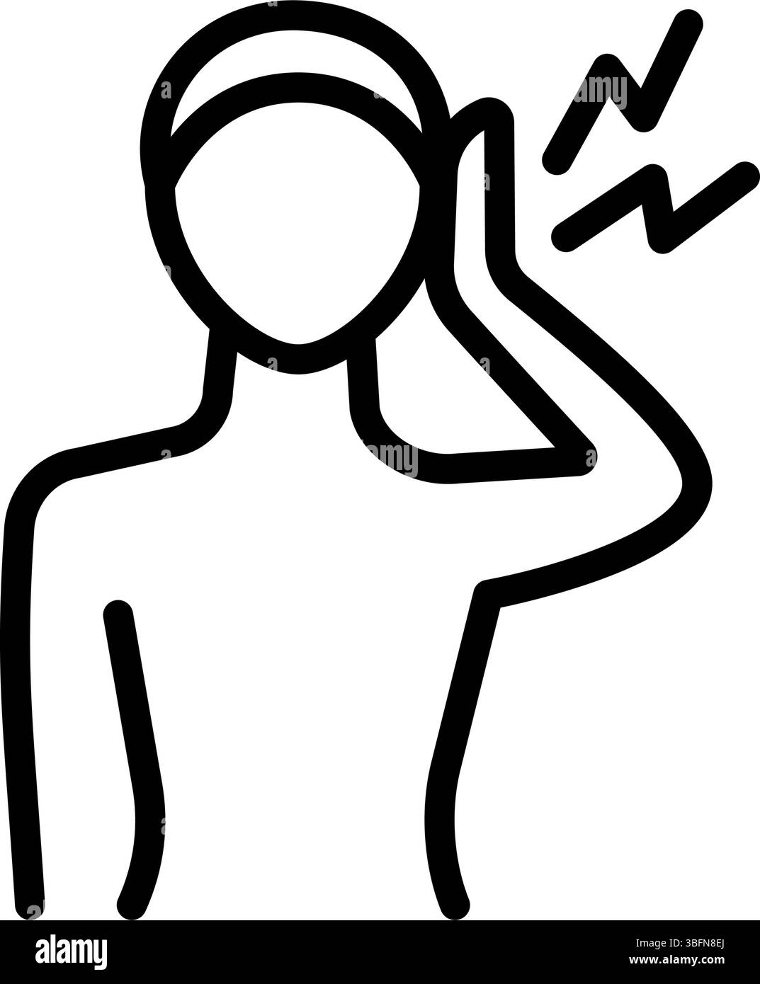 Acute ear pain outline icon. Otitis symptom line sign. Inflammation ...