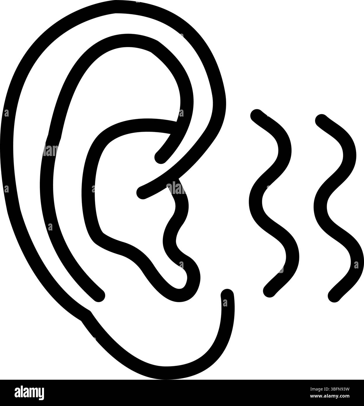 Otitis symptom. Acute ear pain sign. Ear infection outline icon ...