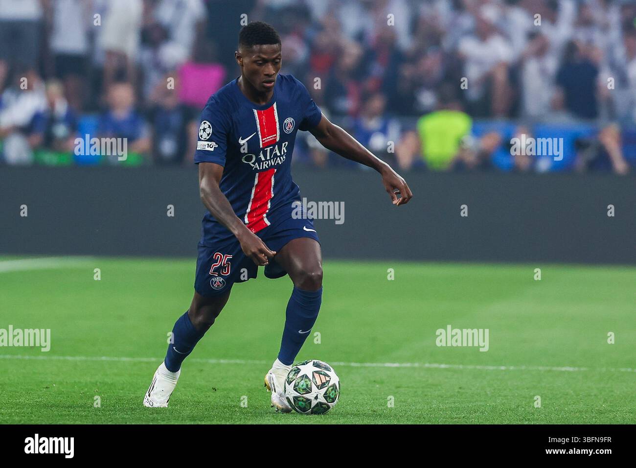 Nuno Mendes of Paris Saint-Germain FC seen in action during UEFA ...