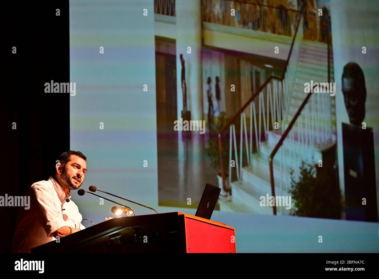 MUMBAI, INDIA - JUNE 2: Gallerist Mortimer Chatterjee giving a lecture ...