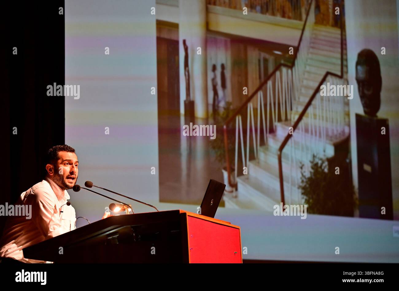 MUMBAI, INDIA - JUNE 2: Gallerist Mortimer Chatterjee giving a lecture ...