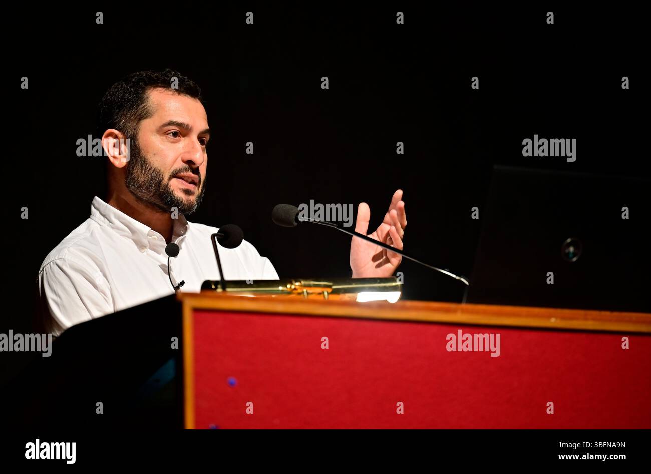 MUMBAI, INDIA - JUNE 2: Gallerist Mortimer Chatterjee giving a lecture ...