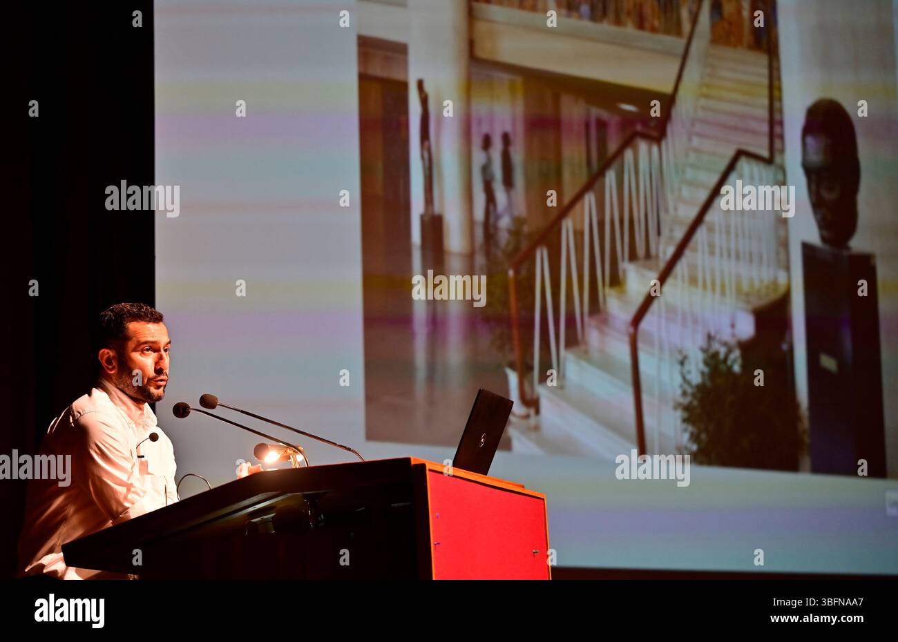 MUMBAI, INDIA - JUNE 2: Gallerist Mortimer Chatterjee giving a lecture ...