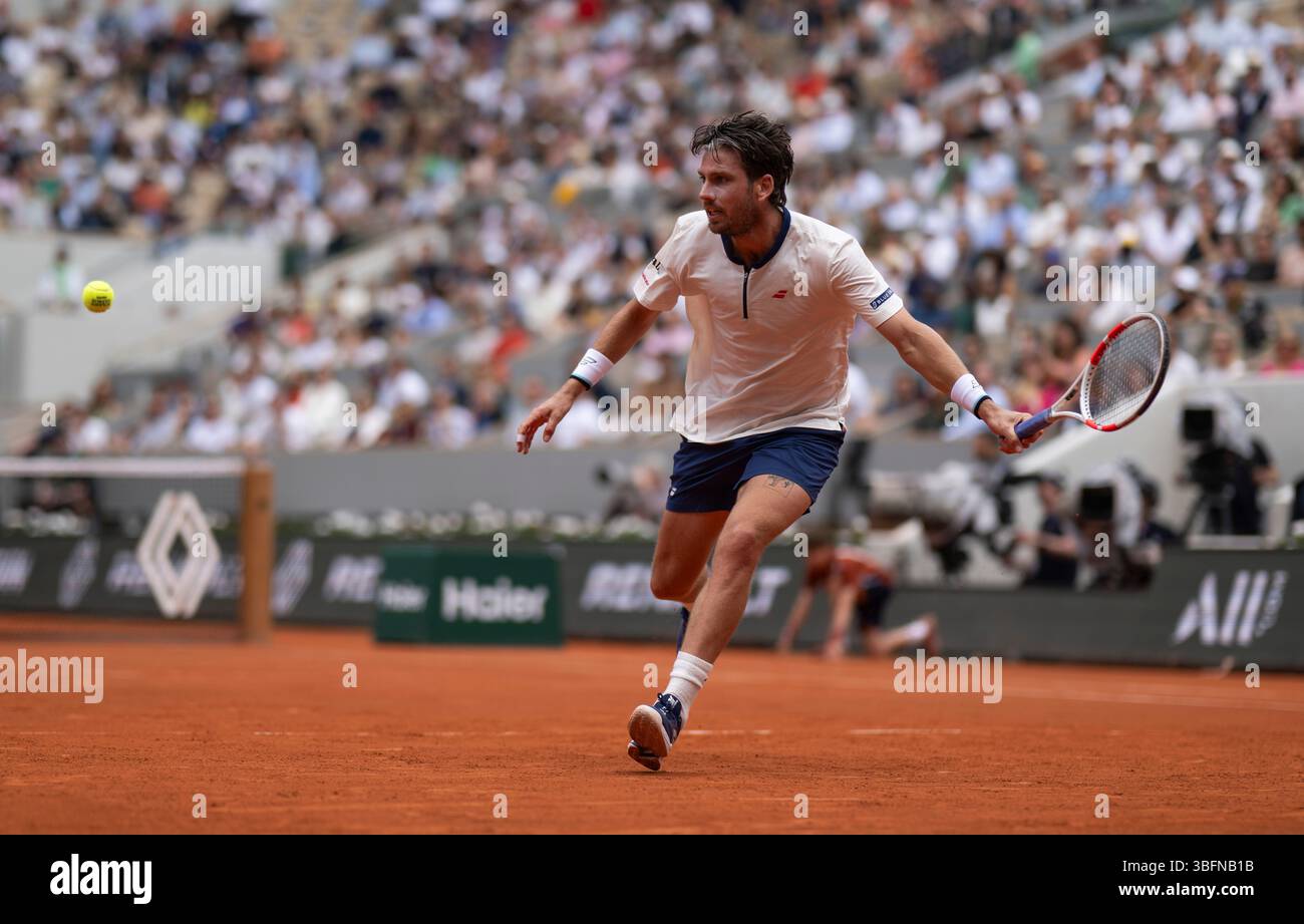 Cameron Norrie in action during his 4th round men's singles match against Novak Djokovic (SRB ...