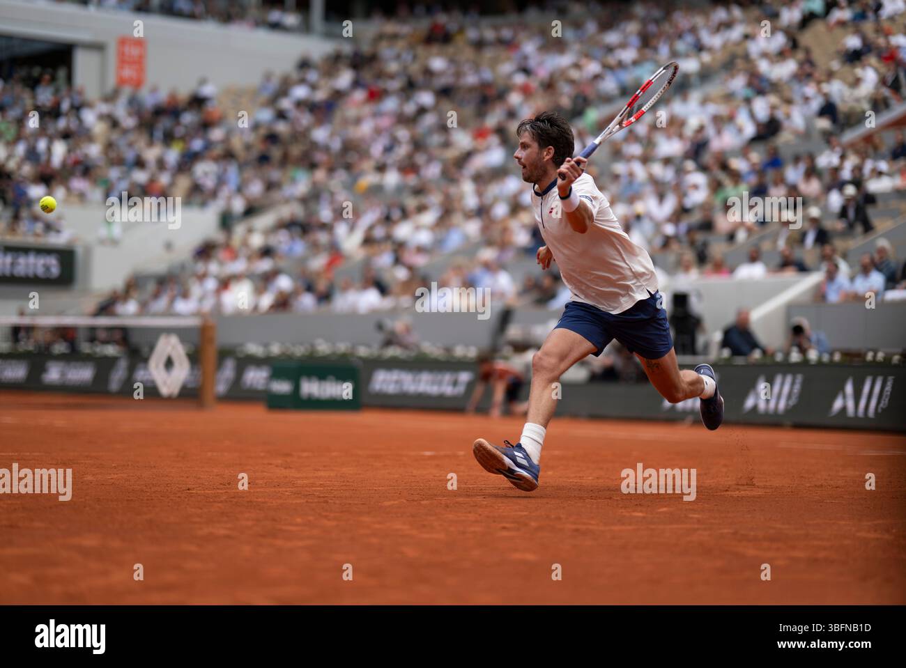 Cameron Norrie in action during his 4th round men's singles match against Novak Djokovic (SRB ...
