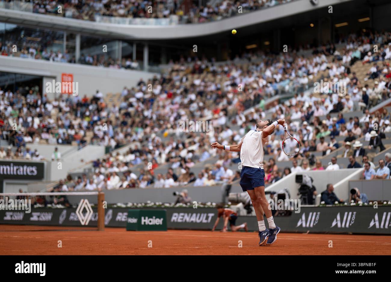 Cameron Norrie in action during his 4th round men's singles match against Novak Djokovic (SRB ...