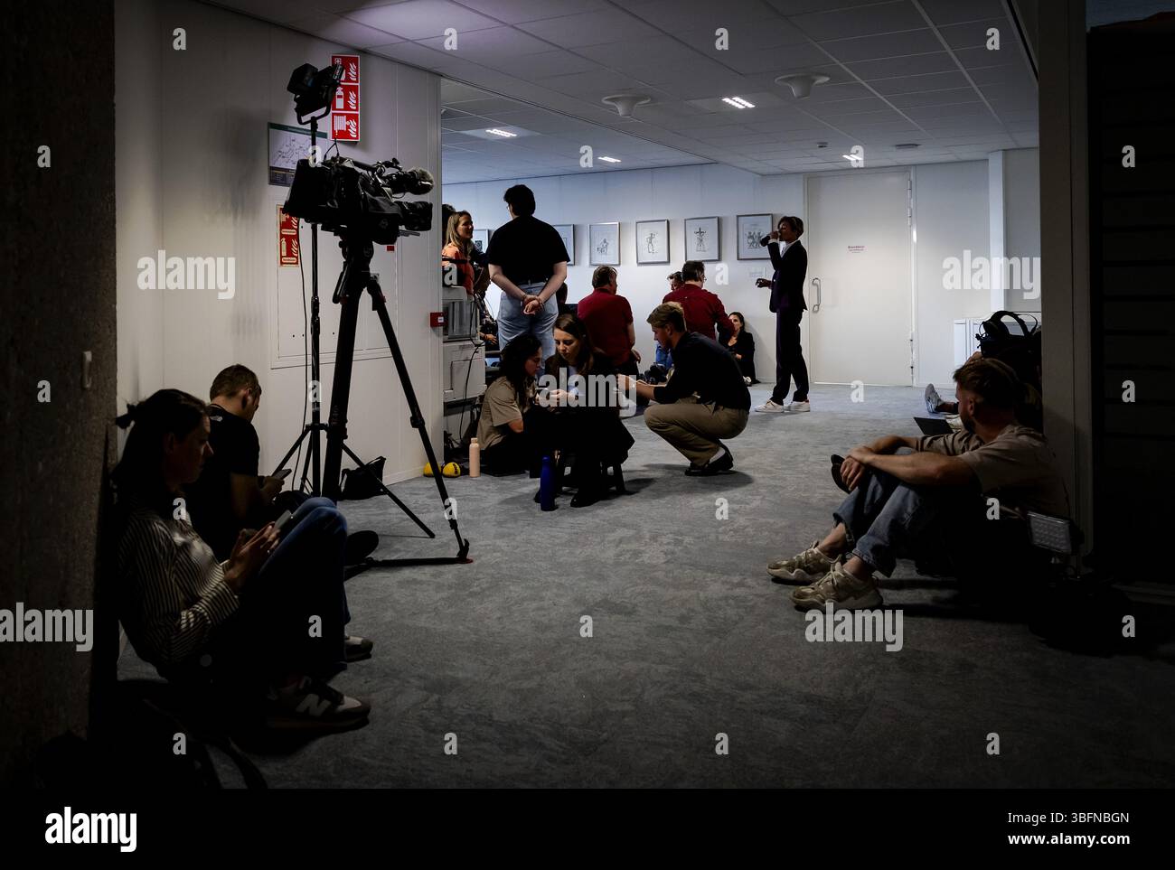 THE HAGUE - Journalists wait outside the door of the PVV during a ...