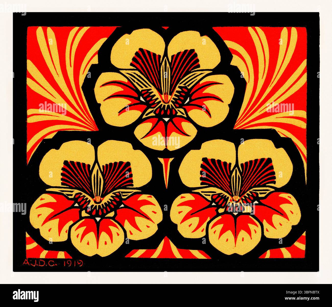 1919 woodcut "East Indian Cherry" by Julie de Graag. Dutch public ...