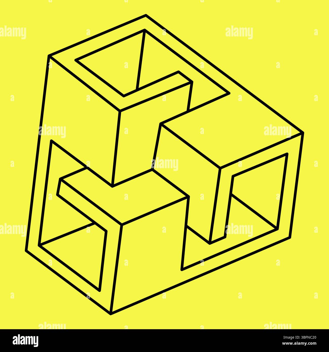 Impossible cube. Line design. Impossible shapes. Optical illusion ...