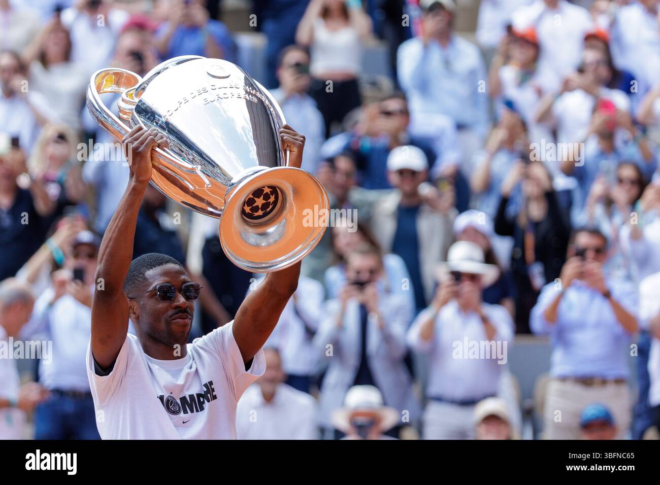 Ousmane Dembele of Paris Saint-Germain shows the UEFA Champions League ...