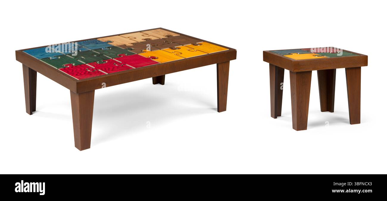 coffee table isolated on white background . wooden coffee table Stock ...