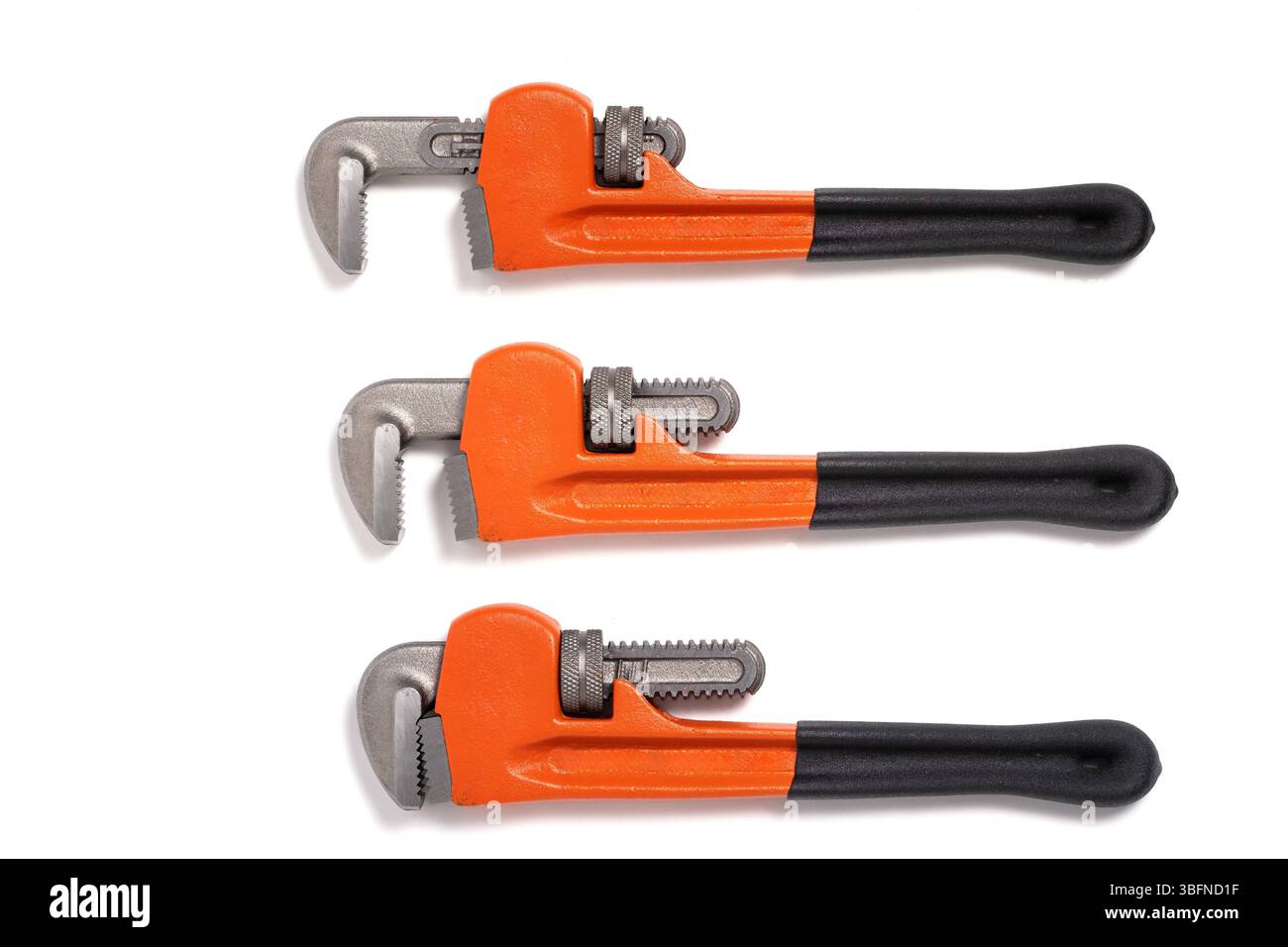 Adjustable pipe wrenches highlighted on white background Stock Photo ...