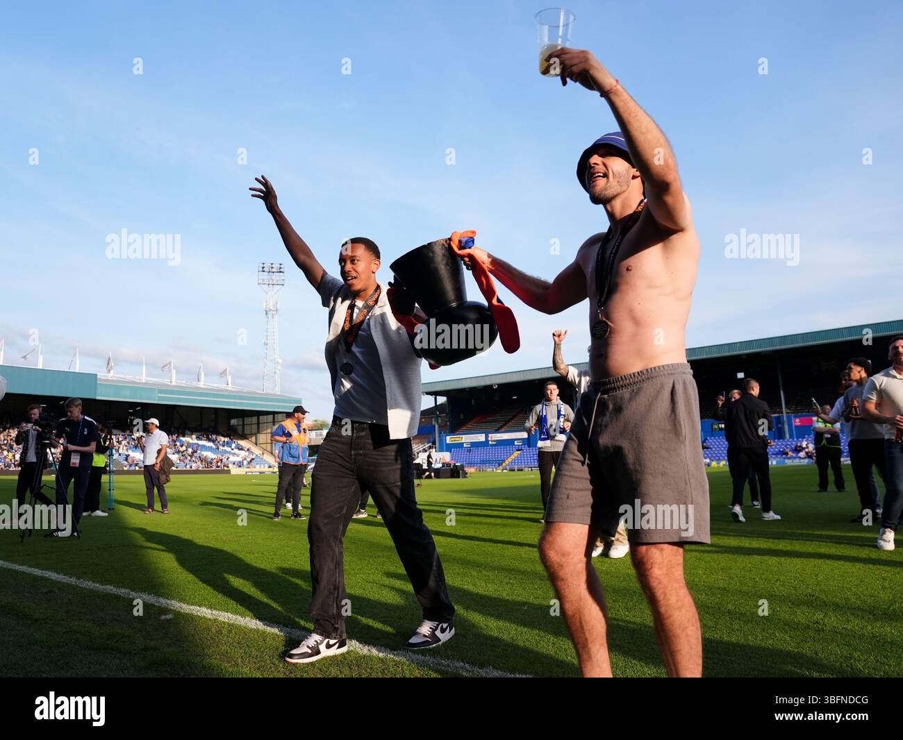 Oldham Athletic's Shaun Hobson and Dan Gardner during the Vanarama ...