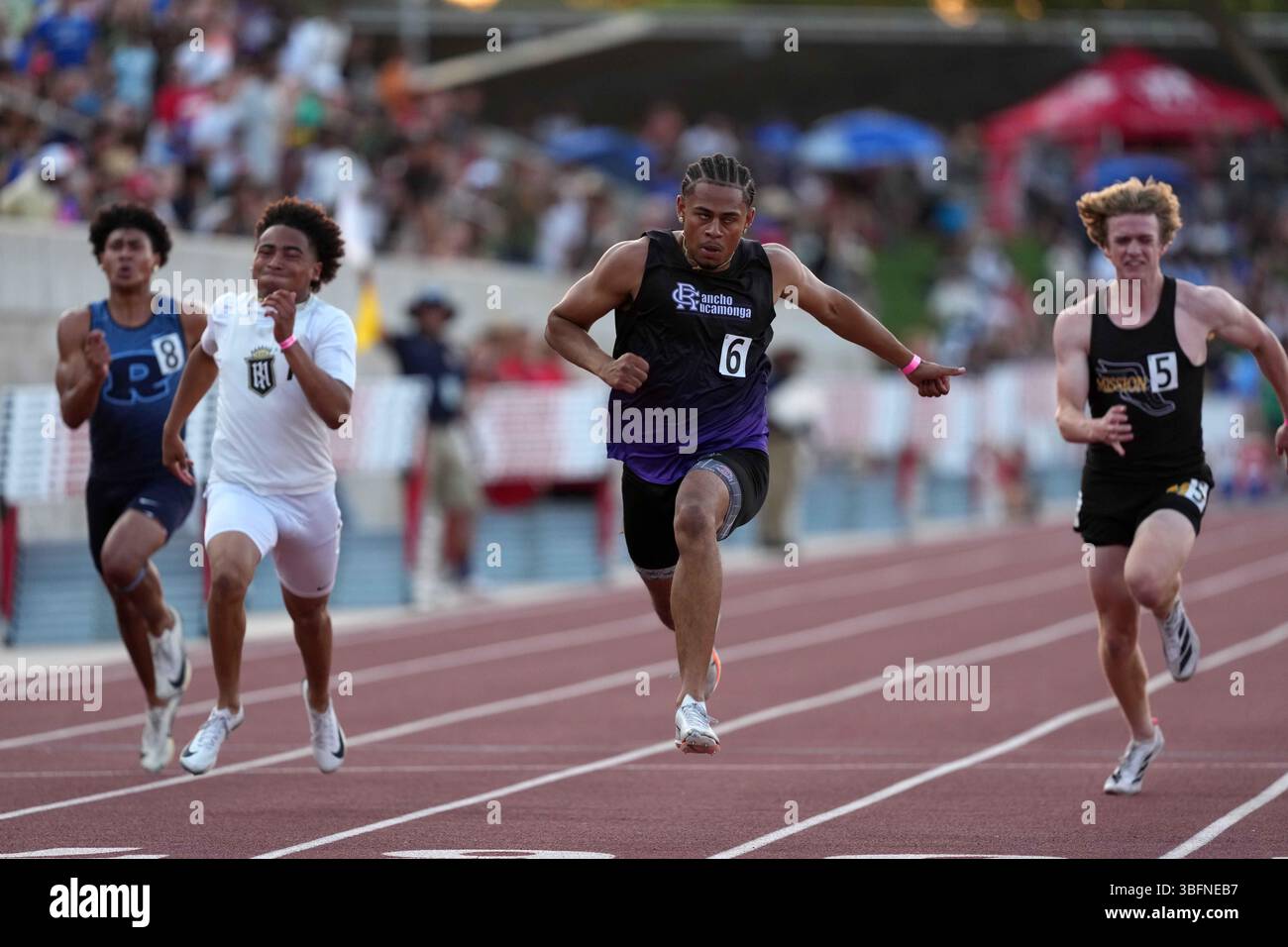 Rodney Sermons of Rancho Cucamonga wins 100m heat in 10.40 during the ...