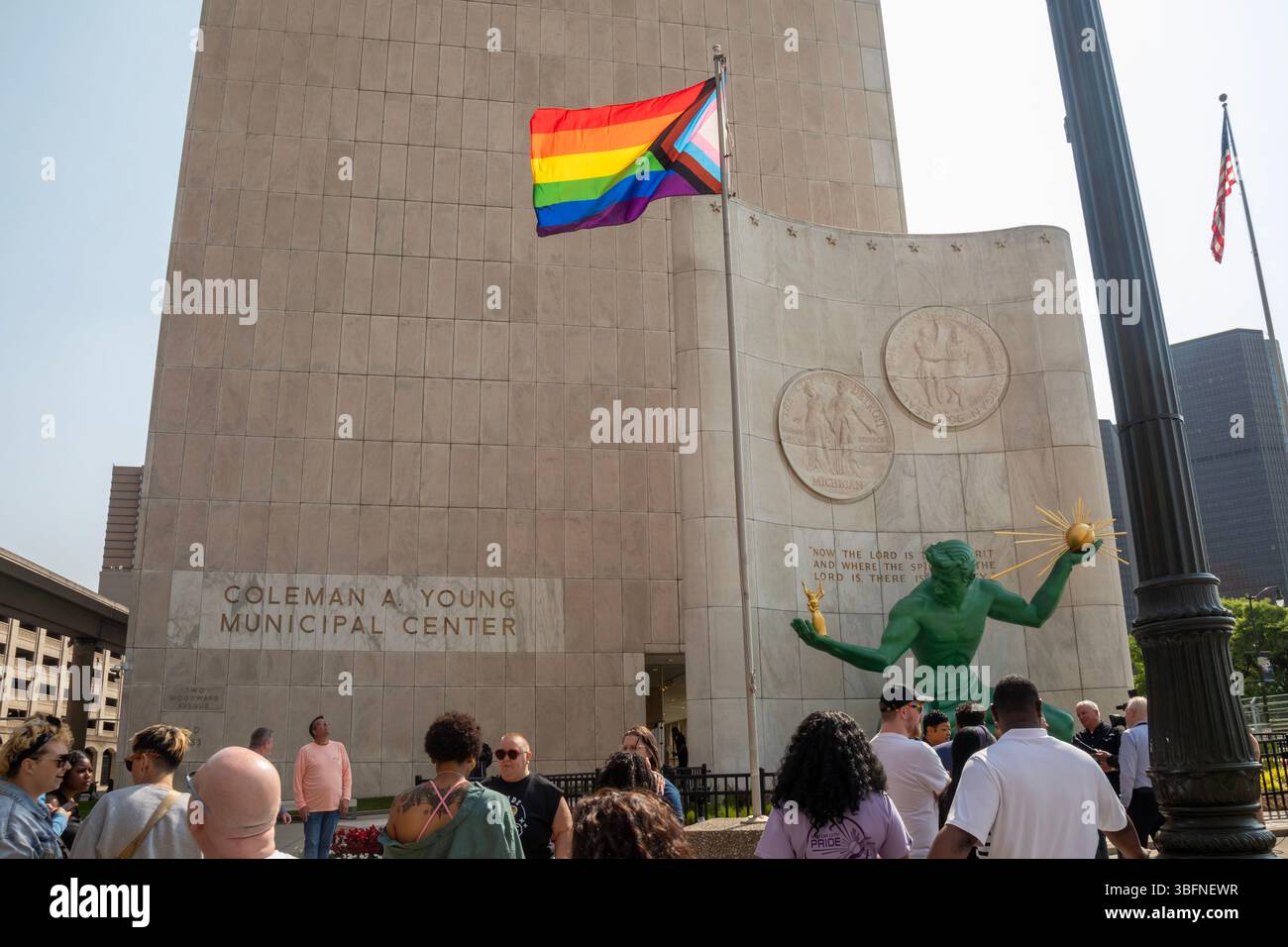 Detroit, Michigan, USA. 2nd June, 2025. The Pride flag flies in Spirit ...