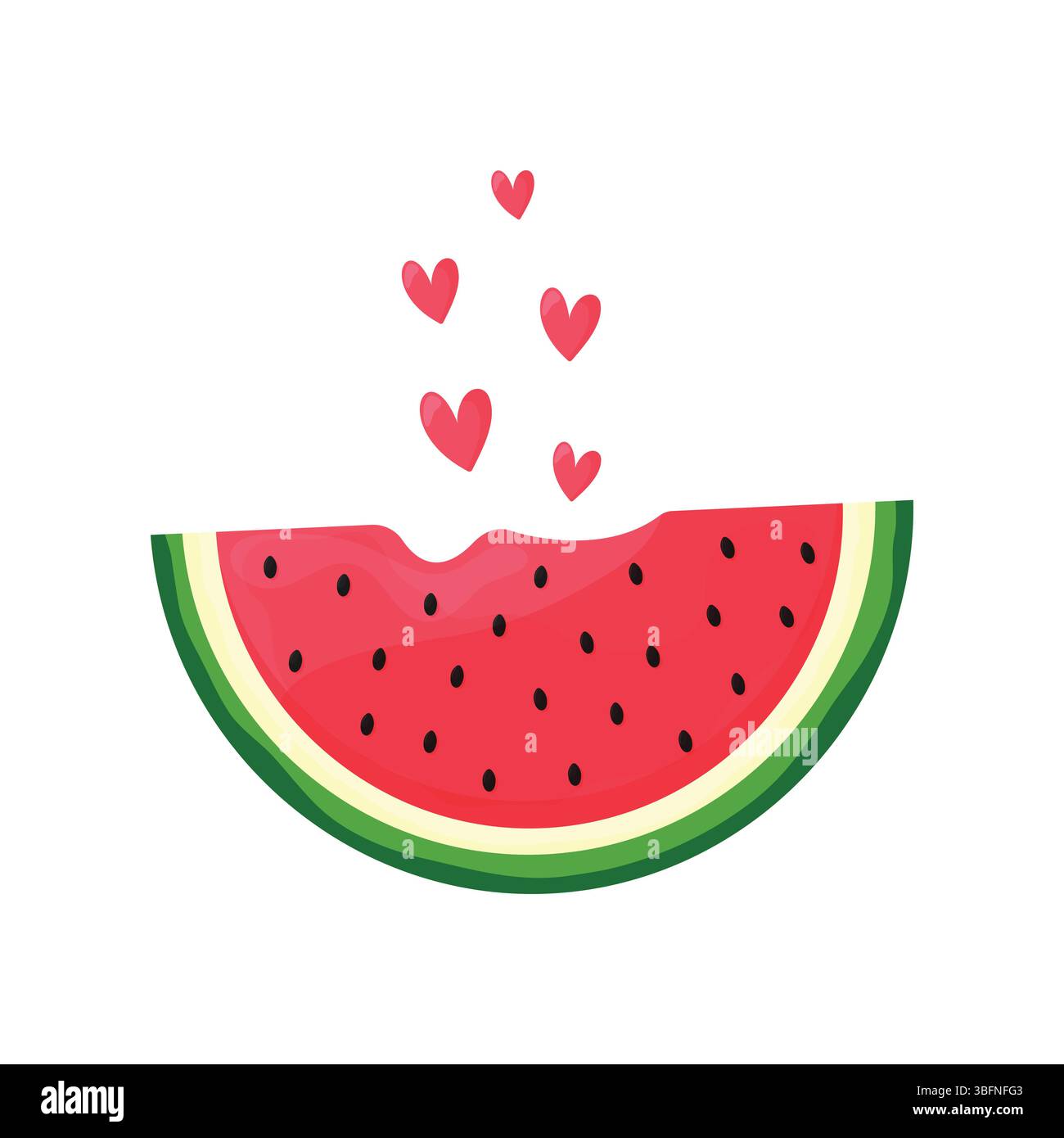 Watermelon Slice with Hearts Clipart Vector Illustration Isolated on ...