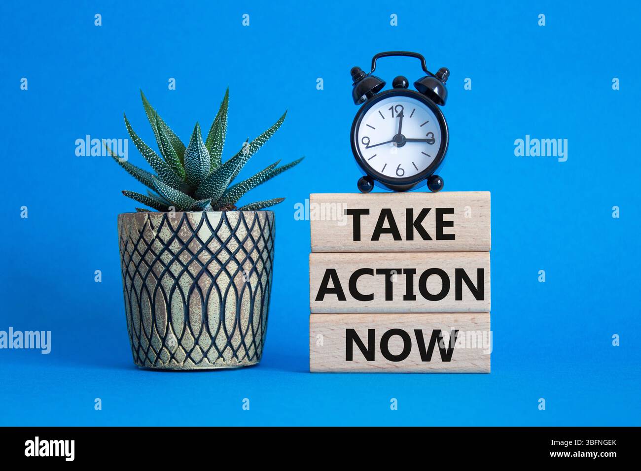 Take action now symbol. Wooden blocks with words Take action now ...