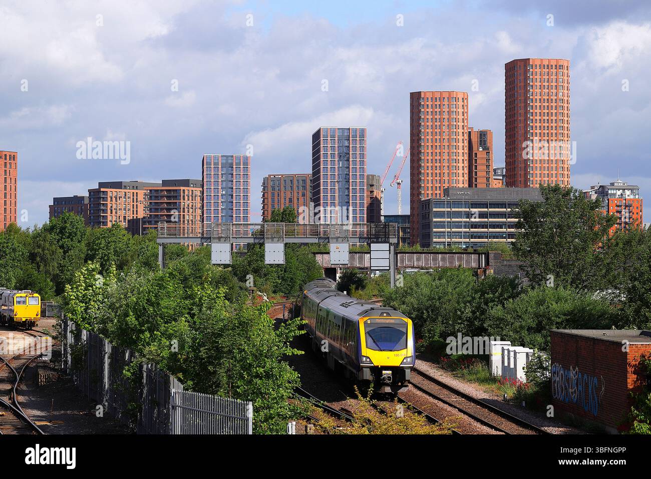New tower blocks & trains in Leeds City Centre,West Yorkshire,UK Stock ...