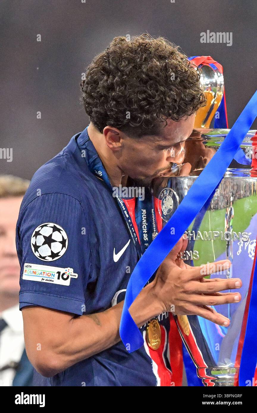 Munich, Germany. 31st, May 2025. Marquinhos of Paris Saint-Germain seen ...